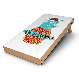 Design Skinz Summer Tropical Skin Set for Cornhole (Skin Only) - Retro Hello Summer Pineapple v2