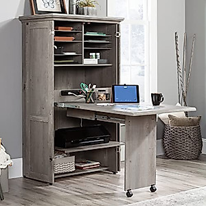 Sauder Miscellaneous Storage Craft & Sewing Armoire, L: 35.112" x W: 21.81" x H: 61.58", Mystic Oak Finish