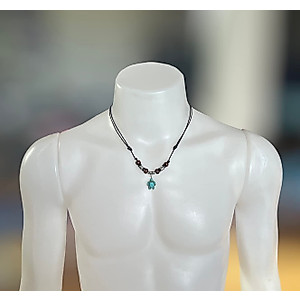 Nove Jewelry Leather Hawaiian Sea Turtle Necklace - Bone Beaded Necklace - Wood Bead and Adjustable Cord