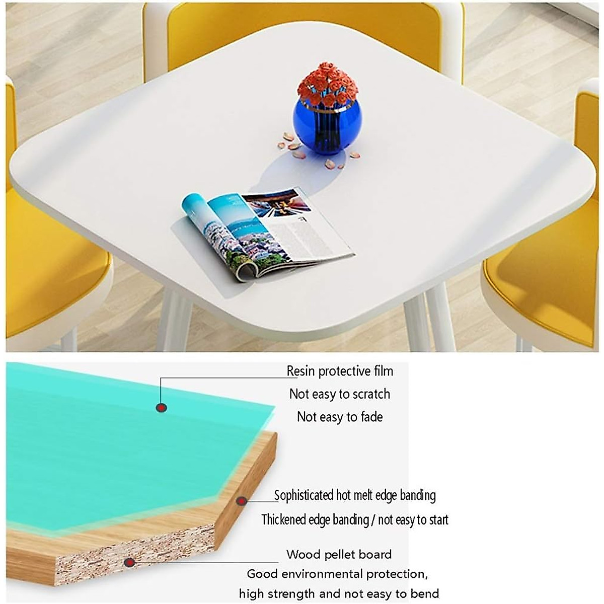 5-Piece Round Dining Table Set for 4, Round Kitchen Dining Table 80cm 1 Table 4 Chairs Table and Chair Set,Office Reception Table and Chair Set,Coffee Table and Chair Set,for Family Apartment