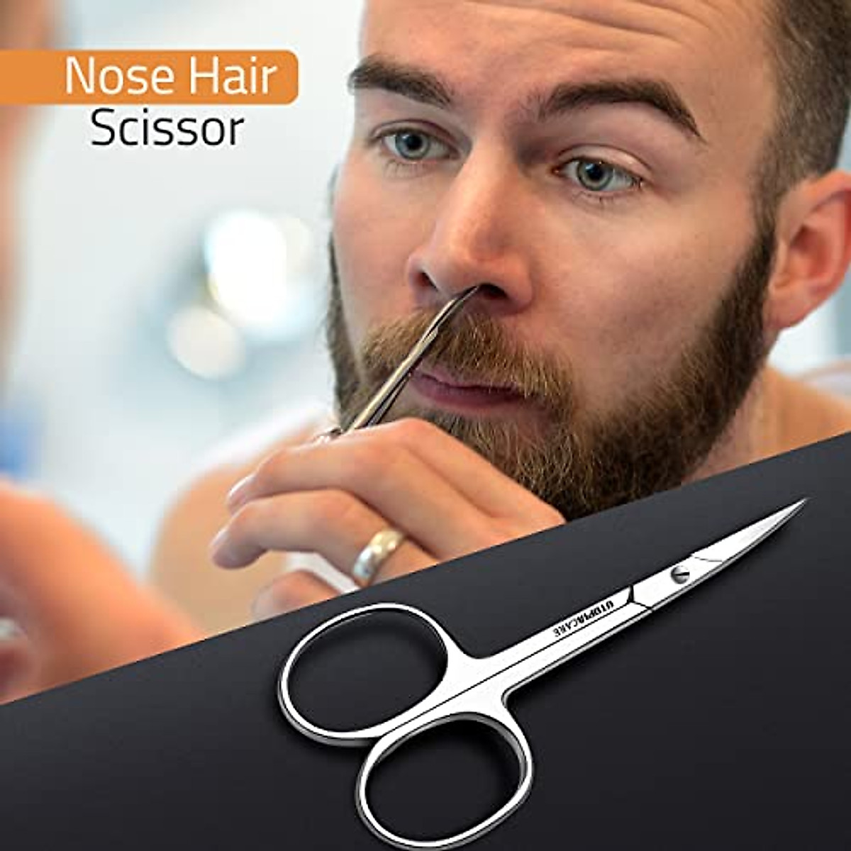 Utopia Care Eyebrow Scissors, Small Scissors for Men and Women - Curved and Rounded Nose Hair Scissors for Grooming Mustache, Beard, Eyelashes, Ear Hair Trimming- Professional Stainless Steel - Silver