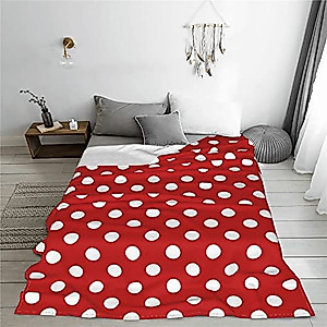 Red and White Polka Dot Throw Blanket Girls Women 50 X 40 Inch Lightweight Flannel Fuzzy Blanket Aesthetic Cozy Soft All Seasons Plush Blanket for Couch Bed Sofa