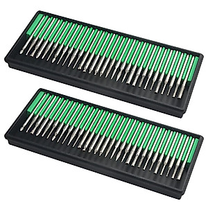 TOVOT 90PCS Assorted Diamond Burr Bits 1/8" Shank Diamond Bits for Rotary Tool Woodworking Metal Stone Engraving Carving Polishing