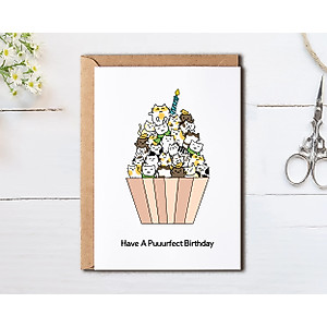 Have A Purrfect Birthday Cat Card - Cute Birthday Card - Birthday Card - Birthday Cake - Birthday Cupcake - Cute Cat Card - Funny Birthday Card