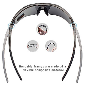 Polarized Sports Sunglasses Cycling Sun Glasses for Men Women with 5 Interchangeable Lenes for Running Baseball Golf Driving