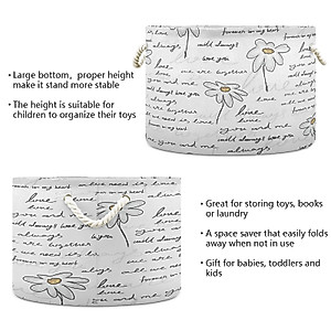 Kigai Cotton Rope Basket Love Daisy Flower Large Storage Basket for Toys Blanket Baby Laundry Basket for Nursery, Closet, Bedroom, Home Organization