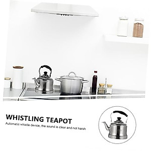 GRADENEVE 1pc Stainless Steel Kettle Whistling Water Kettle Small Espresso Machine Whistle Kettle Heated Coffee Mug Japanese Tea Pots Boiling Portable Water Kettle Whistle Teakettle Silver