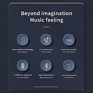 Wireless Bluetooth 5.3 Bone Conduction Headset with Microphone - Waterproof Swimming Sports Noise Canceling Stereo - Bendable Earbud Open Headset