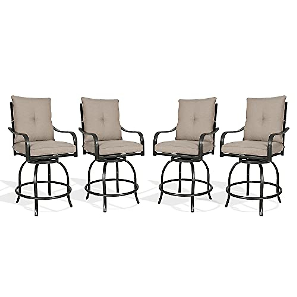 Ulax Furniture Outdoor Swivel Counter Stools Patio Bar Chairs with 100% Olefin Cushion (Set of 4)