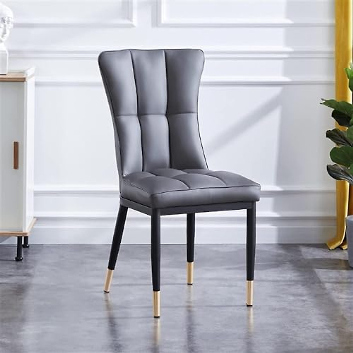 FIXARE Kitchen Dining Chairs Set of 4 Modern Metal Leg Living Room Chairs Water Proof Leather Upholstered Side Chairs Kitchen Counter Chairs (Color : Gray)