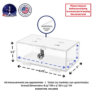 Marketing Holders Locking Medical Box for Medical Office or Home Refrigerator Medicine Storage Case with Hardware 8" x 4.5" x 3" Clear Acrylic Insulin and Vaccine Holder