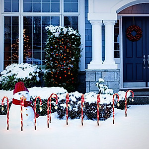 6Pack Christmas Candy Cane Lights Snowflake Outdoor Pathway Driveway Markers Decoration Red and White Xmas Home Decor Indoor Lawn Yard