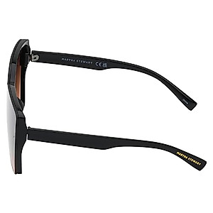 Martha Stewart Women's MS168 Cat Eye Shield UV400 Protective Square Sunglasses-Timeless Gifts for Her, 144mm, Black, 144 mm