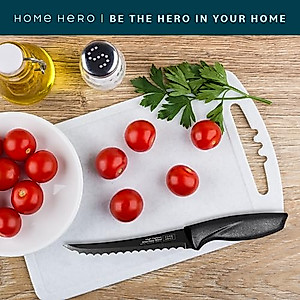 Home Hero 2 Pcs Tomato Knife with Sheath - High Carbon Stainless Steel Chopping Knife with Ergonomic Handle - Razor-Sharp Multi-Purpose Kitchen Knife for Chopping Vegetable and Cooking