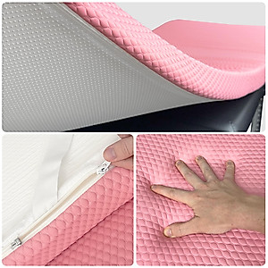 XOLLOZ Lash Bed Topper Memory Foam | 2.5in Thick Comfortable Mattress Topper for Lash Extension Table - with Four Corner Straps & Anti-Slip Bottom (Pink)