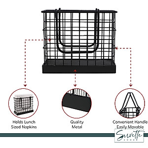 Black Metal Standing Napkin Holder Caddy for Lunch Napkins