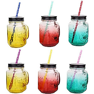 33 Pieces Reusable Plastic Straws Fit for Mason Jars, Tumblers, 9 Inches Transparent Colored Unbreakable Drinking Straws with 1 Straw Carrying Case and 2 Cleaning Brushes, BPA Free and Eco-friendly