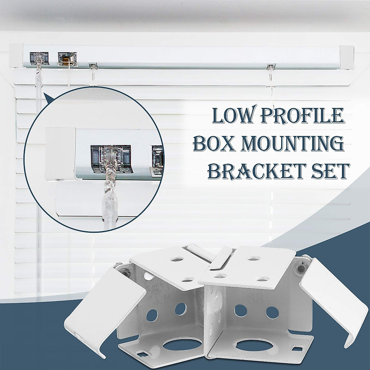 Hotop Blind Brackets Low Profile Box Mounting Bracket for Window Blinds, White (6 Pieces, 1 x 1 Inch)