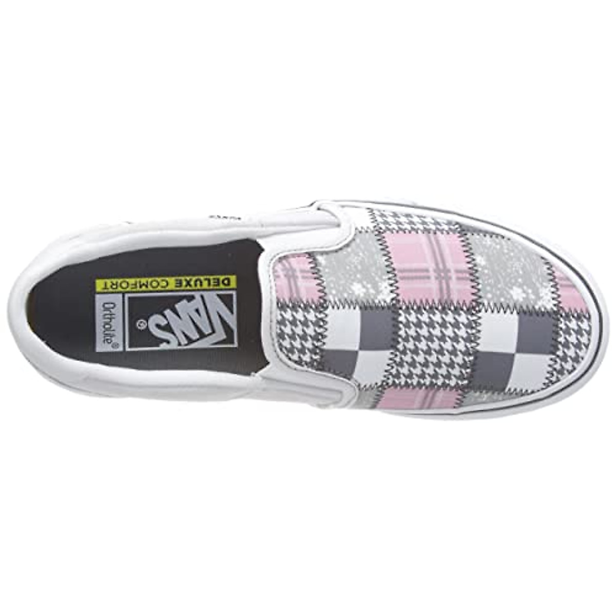 Vans Unisex Asher Canvas Low Platform Slip On Sneaker - Deluxe Patchwork Light Grey 9