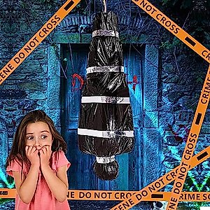 Halloween Decorations Hanging Corpse Dead Victim Prop 6 Pcs Set Includes Air Pump and Caution Tape,Creepy Halloween Inflatables Yard Decorations,Scary Halloween Decor Clearance Prop for Haunted House.