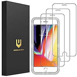 UNBREAKcable Shatterproof Screen Protector for iPhone 8 Plus /7 Plus [3-Pack] [99.99% HD Clear] [Easy Installation Frame] [Full Coverage] [Bubble Free] [Anti-Scratch] 9H Tempered Glass for Apple 5.5"