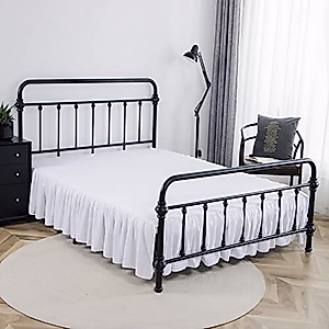 xuan dian Bed Skirt Queen Size Ruffled Bed Skirt with Split Corners, 14 Inch Drop Dust Ruffle Bed Skirt with Platform, White