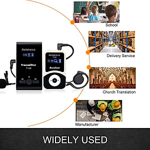 Retekess T130 Church Translation System, Wireless Tour Guide System, 99 Channels, for Teaching, Factory, Social Distancing(2 Transmitter 25 Receivers)