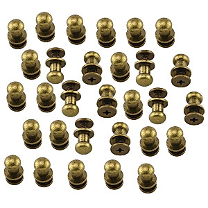 E-outstanding 30 Pack 8x10x10mm Ancient Bronze Round Head Button Stud Slotted Screws Chicago Screws Nail Rivet for DIY Leather Craft
