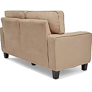 Serta Palisades Upholstered Sofas for Living Room Modern Design Couch, Straight Arms, Soft Fabric Upholstery, Tool-Free Assembly, 61" Loveseat, Sand Beige