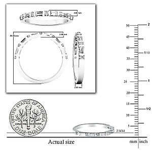 Dazzlingrock Collection 0.33 Carat (ctw) Round & Baguette White Diamond Anniversary Delicate Timeless Bar Style Matching Wedding Band for Her 1/3 CT | 14K White Gold, Size 7