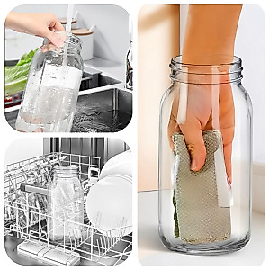 2 Pack 64 oz Pitcher With Lid, Glass Pitcher With Lid, Leak-Proof Airtight Mason Jar Pitcher, Sun Tea Jar, Glass Pitcher, Sun Tea Pitcher for Ice Tea, Cold Brew Coffee, Breast Milk, Juices