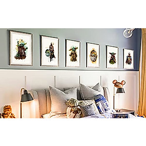 Star Wars The Child Baby Yoda Art Prints, Set of 6 (8 inches x 10 inches), Nursery Wall Art Stuff Decor, The Mandalorian Baby Grogu Photos, Kids Playroom, Wall Poster for Office (UNFRAMED)