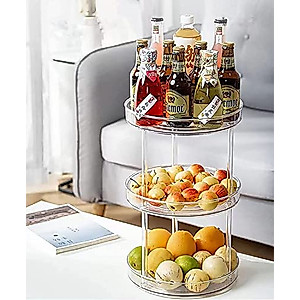 Elebac Lazy Susan Turntable Organizer for Bathroom Countertop, 3 Tier 10.6 Inch Clear Acrylic Jewelry Container Makeup Cosmetic Storage, Spinning Organizer for Spices, Pantry, Fridge, Kitchen