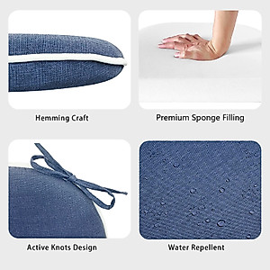 LVTXIII Patio Seat Cushions D16 x W17 Inches Outdoor Chair Pads All Weather Chair Cushions for Garden Patio Furniture Chair Home Set of 4 – Navy Textured