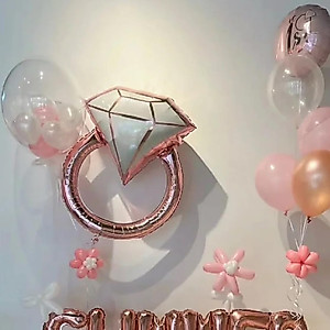 Diamond Ring Foil Balloon Set, 5pcs Bridal Shower Supplies for Bridal Shower Bride to be Party Wedding Engagement Decoration