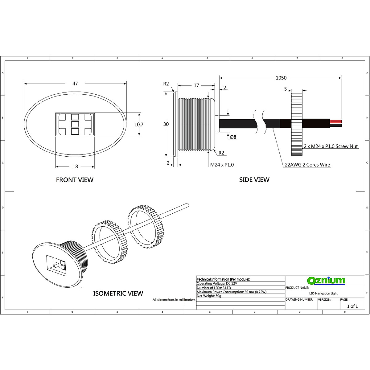 Set of 2 Bright White Marine LED Stern Lights for Bass, Lake, River, Boating, Kayak, Ocean, Sailing, Fishing, Pontoon. Flush bolt-style housing fits 1 inch hole (Silver Aluminum)