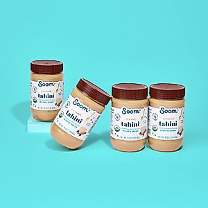 Soom Foods Organic Tahini 16oz (2 Pack) | Roasted & Ground Sesame Seed Paste | Creamy Texture for Hummus, Sauces, Dips, Salad Dressings | Vegan, Peanut-Free, Nut-Free, Gluten-Free, Dairy-Free, Keto, Paleo, Kosher | All-Natural