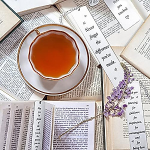 8 Pieces Thank You Gifts Make a Difference Bookmark Appreciation Gifts for Coworker Nurse Teacher Farewell Going Away Gifts for Co Worker Stainless Steel Book Page Marker with Pendants