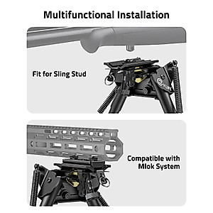 CVLIFE 6-9 Inches Carbon Fiber Rifle Bipod, Pivot Tilting Bipods for Rifles with Adapter Compatible with Mlok Swivel Bipod for Hunting and Shooting