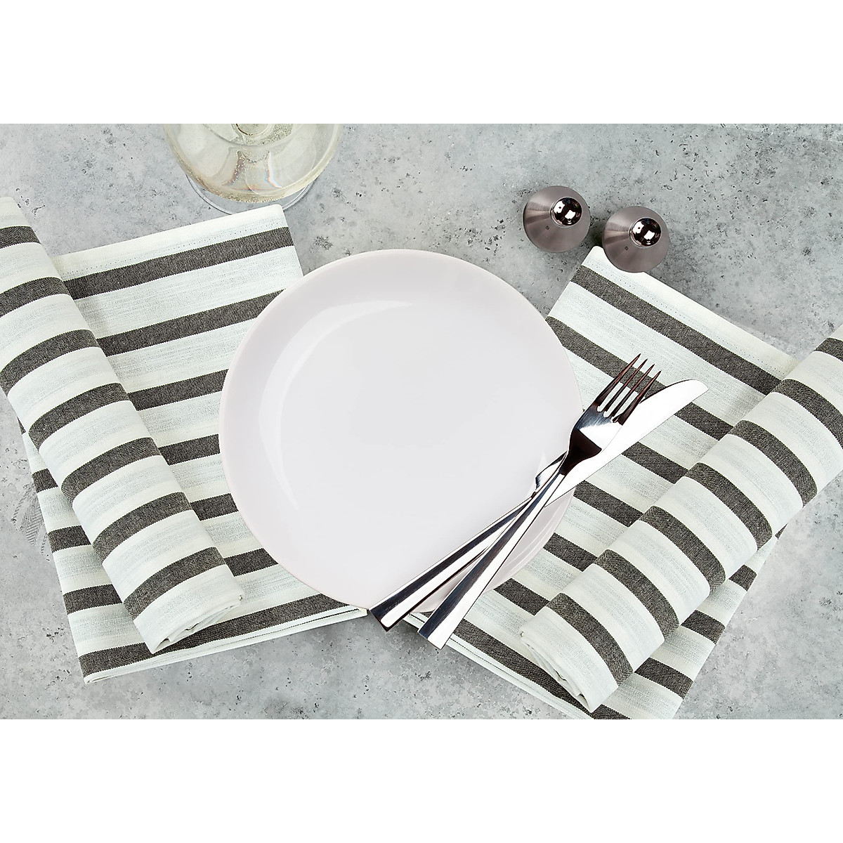 ROYALE Kitchen Towel 4 Pack - 100% Cotton Kitchen Dish Towel - Tea Towels - Reusable Cleaning Cloths - Highly Absorbent Bar Towel - Large Dish Towels - Wiping Cloth - (20x28 Inch, Wide Stripe)