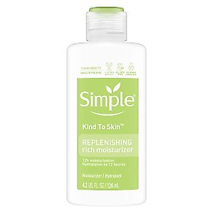 Simple Kind to Skin Face Moisturizer For Sensitive Skin Replenishing Rich 12-Hour Moisturization for All Skin Types 4.2 oz