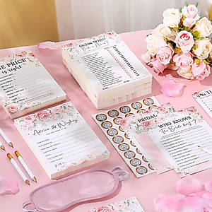 Gilprop 280 Pcs Bridal Shower Games Supplies for 50 Guests, Wedding Shower Games Include Pin The Ring Wedding Game Cards Pencils Eye Mask for Bride Groom Engagement Couple Party Favor(Rose)