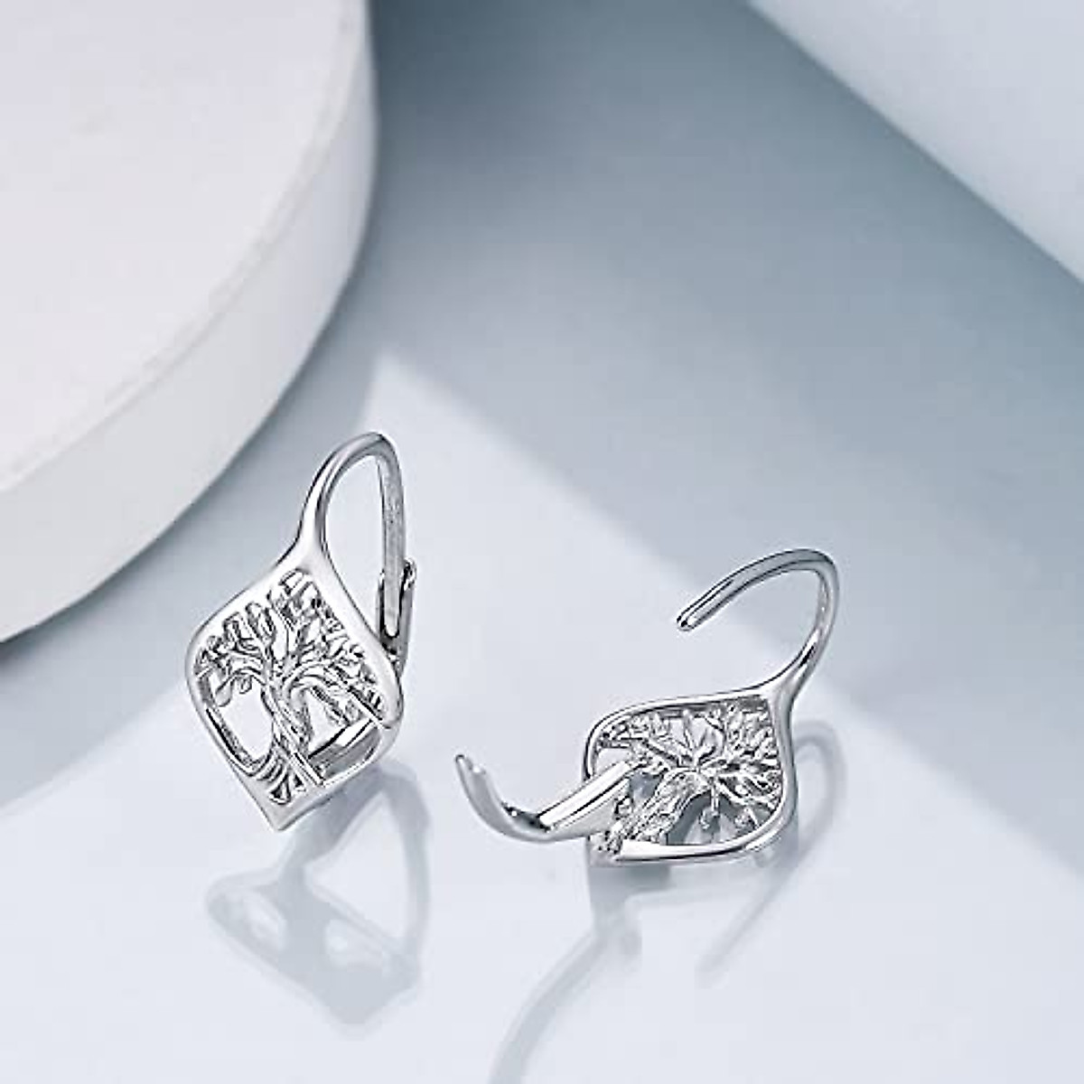 WINNICACA Tree of Life Earings for Women Sterling Silver Tree of Life Leaver back Earrings Tree of Life Jewelry Gifts for Women Birthday