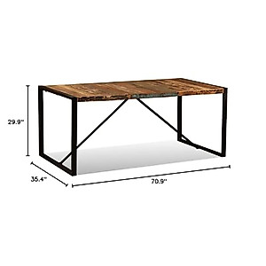 WHOPBXGAD Dining Table,Wooden bar Table, Industrial Restaurant bar Table Suitable for Living Room, Dining Room, Bistro Table,Solid Reclaimed Wood 70.9"