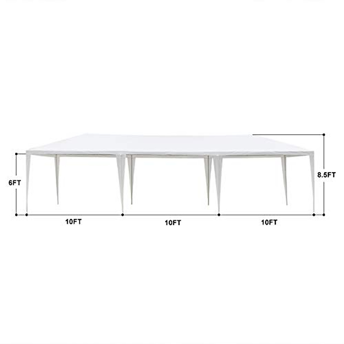 10x30 Ft Wedding Event Party Outdoor Canopy Tent w/ 7 Removable Sidewalls, for Gazebo Patio Backyard Porch Garden Beach, White