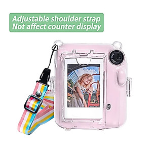 Ngaantyun Mini 12 Clear Case Bundle Kit for Fujifilm Instax Mini 12 Instant Camera Case with Film Pocket Pictures Holder, Stickers Skin Decal, Adjustable Shoulder Strap Accessories