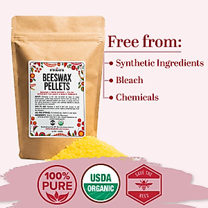 Better Shea Butter Organic Beeswax Pellets | Use it to make Candles, Food Wraps, Furniture Polish, Lip Balms | Food Grade, 100% Pure, Yellow Beeswax Pastilles | 1 LB (16 oz)