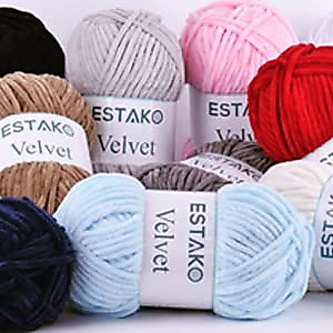 Estako Velvet Chenille Blanket amigurumi Yarn for Crocheting and Knitting Super Bulky 100 gr (132 yds) (1230 - Turquoise)