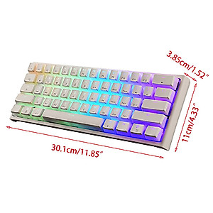 unband 61 Keys Small Portable Mechanical Gaming Keyboard LED Backlit Compact Mechanical Wired Mini Keyboard (Color : White)