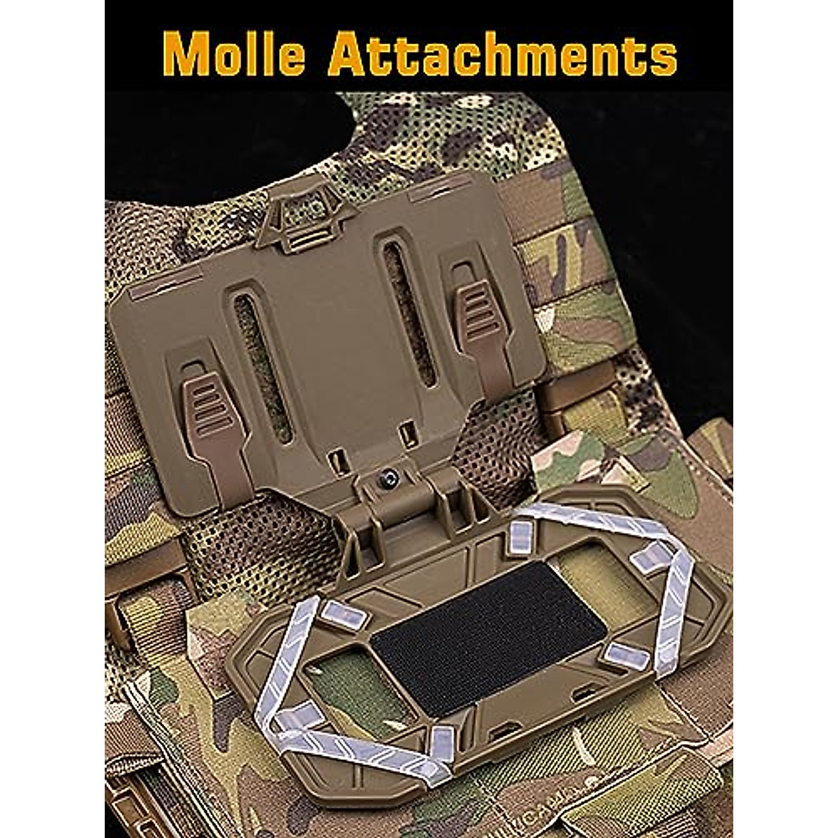 EralcNa Tactical Plate Carrier Vest Attachments, Universal Phone Chest Mount for Screen Size 6.1"-6.7" (tan)